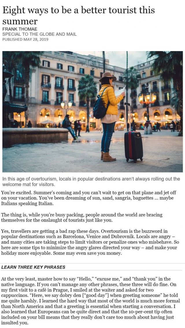 Eight ways to be a better tourist this summer